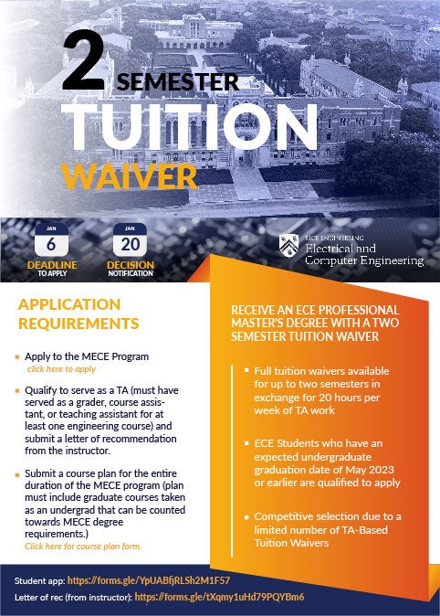 Rice ECE offering two semester MECE TA-based tuition waiver | Electrical and Computer ...